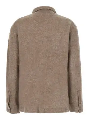 P.a.r.o.s.h Beige Sweater With Classic Collar And Patch Pockets In Wool And Yak For