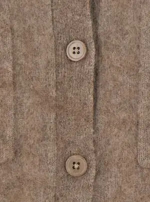 P.a.r.o.s.h Beige Sweater With Classic Collar And Patch Pockets In Wool And Yak For