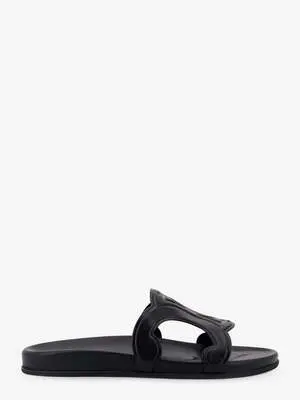 Celine Triomphe Leather Sandals - Black
