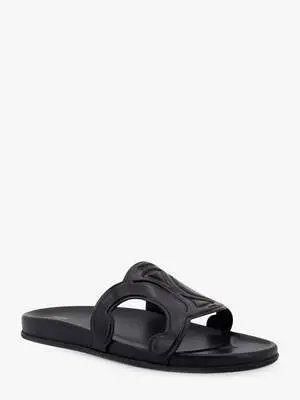 Celine Triomphe Slide Leather Sandals - Black