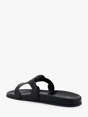 Celine Triomphe Slide Leather Sandals - Black