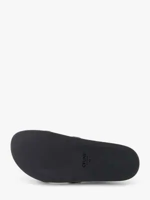 Celine Triomphe Slide Leather Sandals - Black