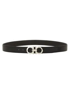 FERRAGAMO Cintura Gancini In Pelle - Black