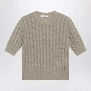 Max Mara Cable-knit Linen Crewneck Sweater - Brown