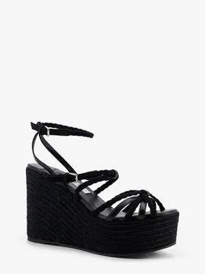 JIMMY CHOO Nyra Leather And Raffia Sandals