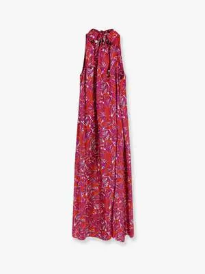 Max Mara Mxmcartone Silk Long Dress - Multicolor