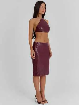 OUTCAST Jameela Midi Skirt Burgundy - Red