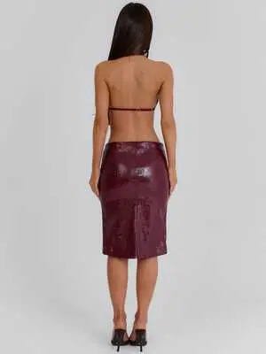 OUTCAST Jameela Midi Skirt Burgundy