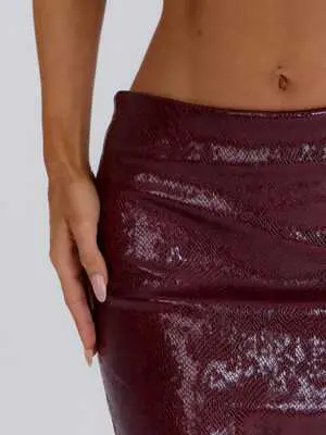 OUTCAST Jameela Midi Skirt Burgundy