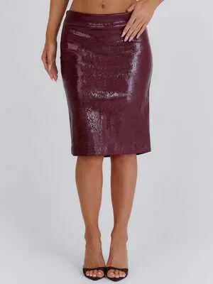OUTCAST Jameela Midi Skirt Burgundy
