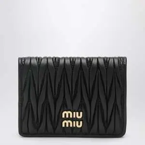 Miu Miu Compact Wallet In Quilted Nappa - Black
