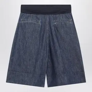 Valentino Garavani Denim Bermuda Shorts With Oversized Bow - Blue