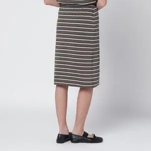 ROTATE BY BIRGER CHRISTENSEN Striped Cotton-jersey Pencil Skirt - Brown