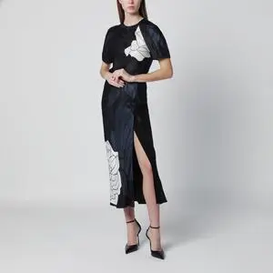 Victoria Beckham Eve Floral Satin Midi Dress - Blue