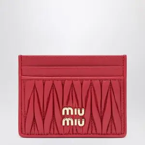 Miu Miu Matelasse Nappa Card Holder - Red