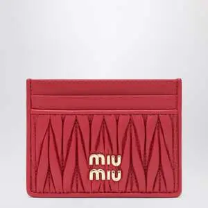 Miu Miu Matelasse Nappa Card Holder - Red