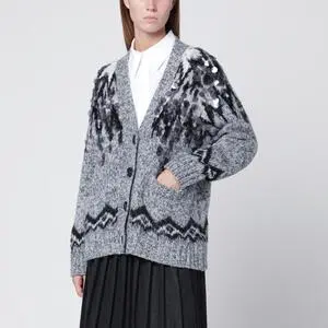 ROBERTO COLLINA Grey Wool-blend Cardigan With Sequins - Gray