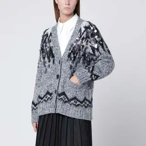 ROBERTO COLLINA Grey Wool-blend Cardigan With Sequins - Gray