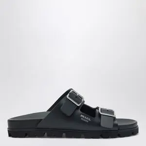 Prada Leather Slider Sandals - Black