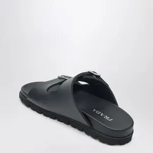 Prada Leather Slider Sandals - Black