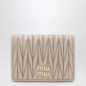 Miu Miu Compact Wallet In Powder- Quilted Nappa - Pink