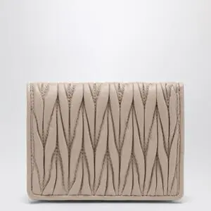 Miu Miu Compact Wallet In Powder- Quilted Nappa - Pink