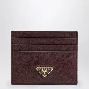 Prada Prada Burgundy Card Holder In Saffiano Women Red
