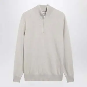 Brunello Cucinelli Brunello Cucinelli Sand Cashmere Half-Zip Turtleneck Sweater Men Cream