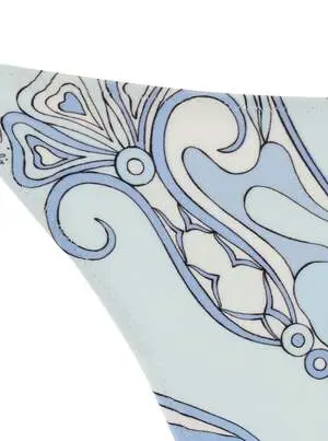 Emilio Pucci Light Blue Bikini Bottom With Adjustable Tie Closure And All-over Orchidea Print In Stretch Tech Fabric For