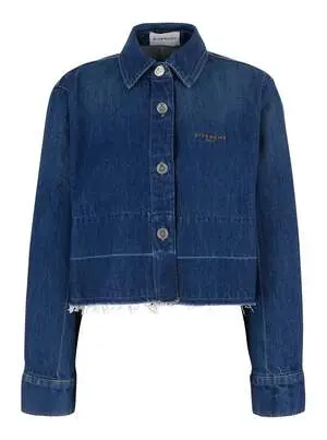 Givenchy Blue Jacket With Classic Collar And Logo Lettering On The Front In Denim For