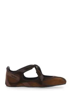 Attico Floor 01' Brown Ballet Flats With Closure With Intertwined Straps In Suede For - Multicolor