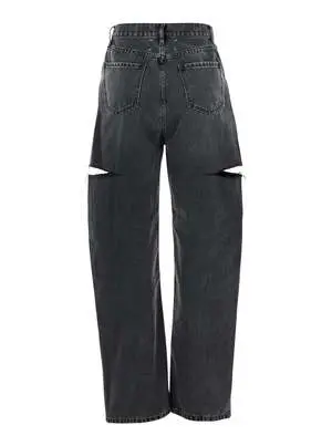 MAISON MARGIELA Five-pocket Design Ripped Black Cotton Denim Jeans - Multicolor