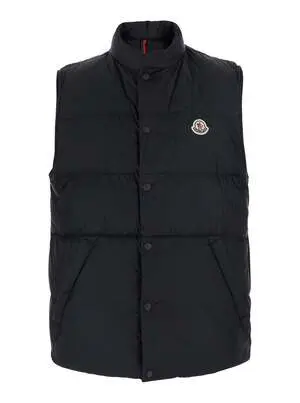 Moncler Tuquerouye' Black Down Jacket With High Collar And Sleeveless Design In Tech Fabric For