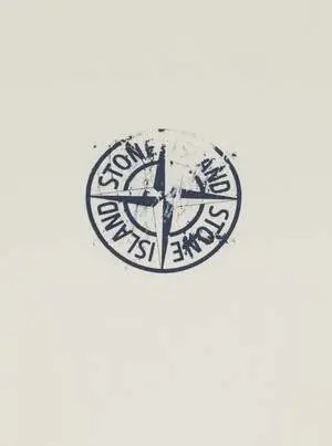 Stone Island Beige Crew Neck T-shirt With Logo On The Front And Maxi Logo Print On The Back In Cotton For - Cream