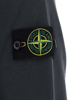 Stone Island Grey Crewneck Sweatshirt With Logo Patch On The Sleeve In Cotton For - Gray