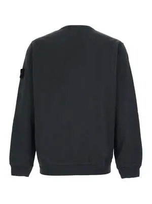 Stone Island Grey Crewneck Sweatshirt With Logo Patch On The Sleeve In Cotton For - Gray