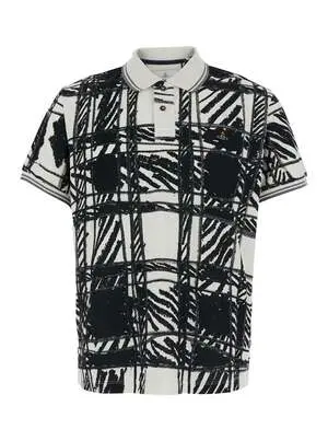 VIVIENNE WESTWOOD And White Polo Shirt With All-over Print And Embroidered Logo In Cotton For - Black