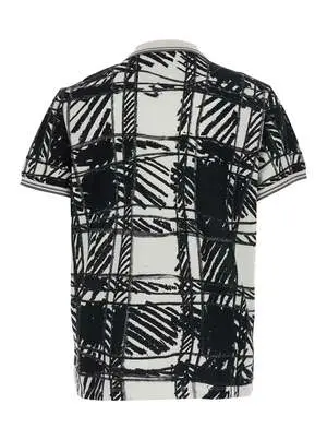 VIVIENNE WESTWOOD And White Polo Shirt With All-over Print And Embroidered Logo In Cotton For - Black