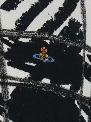VIVIENNE WESTWOOD And White Polo Shirt With All-over Print And Embroidered Logo In Cotton For - Black