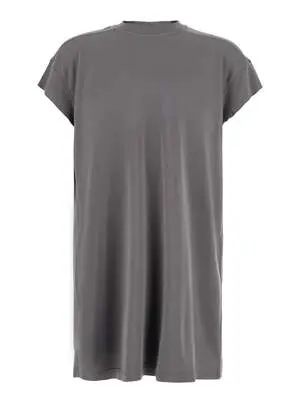 Rick Owens Jumbo' Grey T-shirt With Ribbed Crew Neck And Dropped Shoulders In Cotton For - Gray