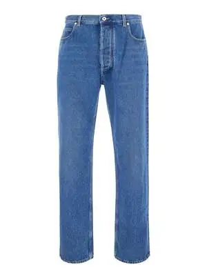 Bottega Veneta Blue High-waisted Jeans With Logo Patch On The Back In Denim For - Multicolor