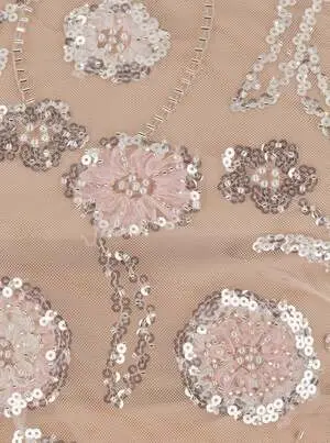 SELF-PORTRAIT Pink Long Dress With All-over Sequins In Fabric
