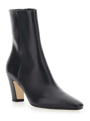 AeydĒ Maris' Black Ankle Boots With Side Zip Closure And Medium Heel In Leather For