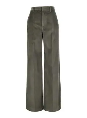 Brunello Cucinelli Pants With Monile On The Belt Loop And Wide Leg In Corduroy For - Brown