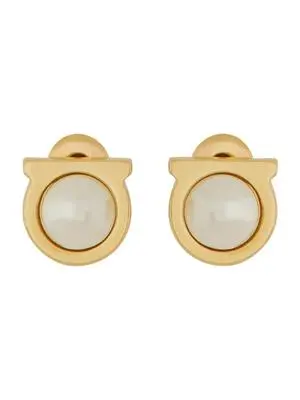 FERRAGAMO Orecchini Gancini Con Perla - Gold
