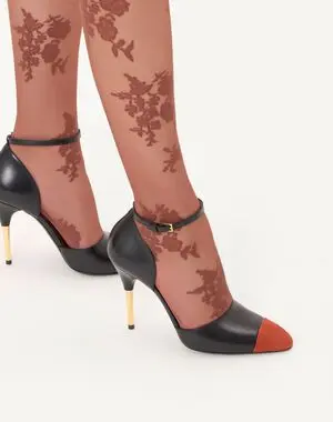 Valentino Garavani D'orsay Sinead Pumps In Goatskin And Suede 105mm - Black/rust