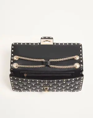 Valentino Garavani Rockstud Spike Medium Shoulder Bag In Kidskin - Black