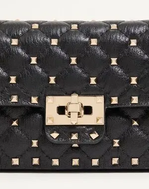 Valentino Garavani Rockstud Spike Medium Shoulder Bag In Kidskin - Black