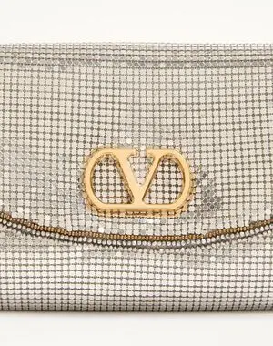 Valentino Garavani Devain Small Shoulder Bag In Metallic Mesh