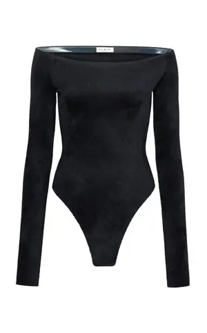 Alaïa Velvet Off-the-shoulder Bodysuit - Black
